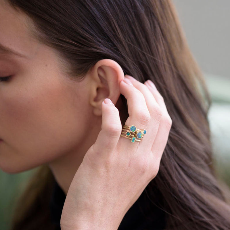 Golden Opal Element Stacking Ring